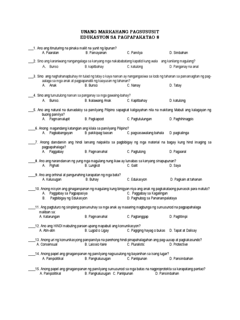 Esp Quarter Test Pdf