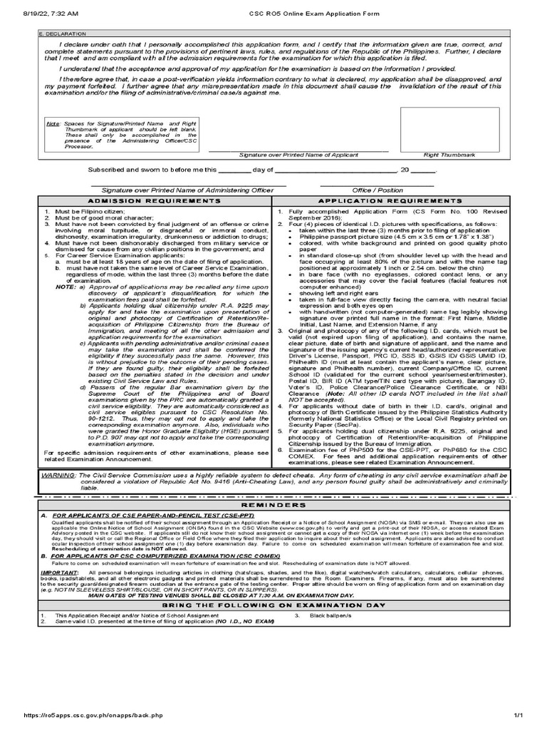 CSC RO5 Online Exam Application Form | PDF | Finance & Money Management ...