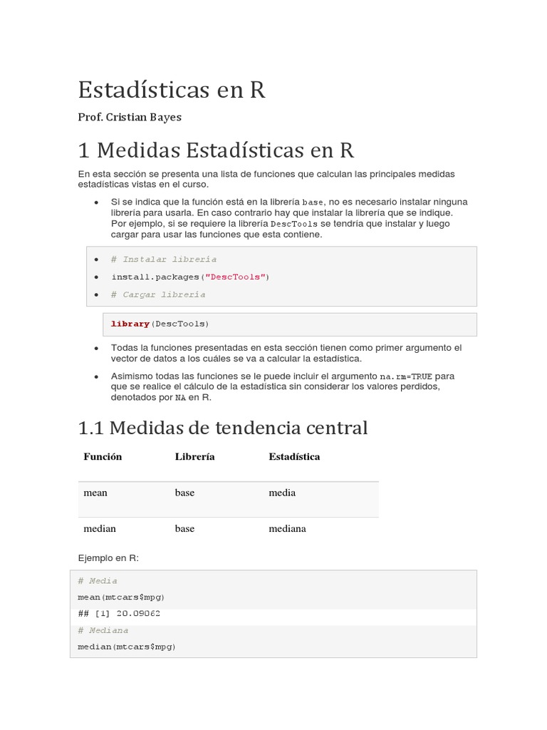 Estadísticas en R con DescTools | PDF | Cuantil | Desviación Estándar