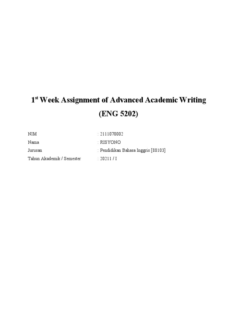 1st Week Assignment of Advanced Academic Writing (ENG 5202) | PDF