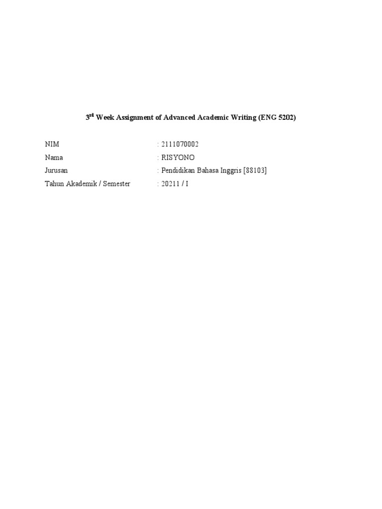 3rd Week Assignment of Advanced Academic Writing (ENG 5202) | PDF ...