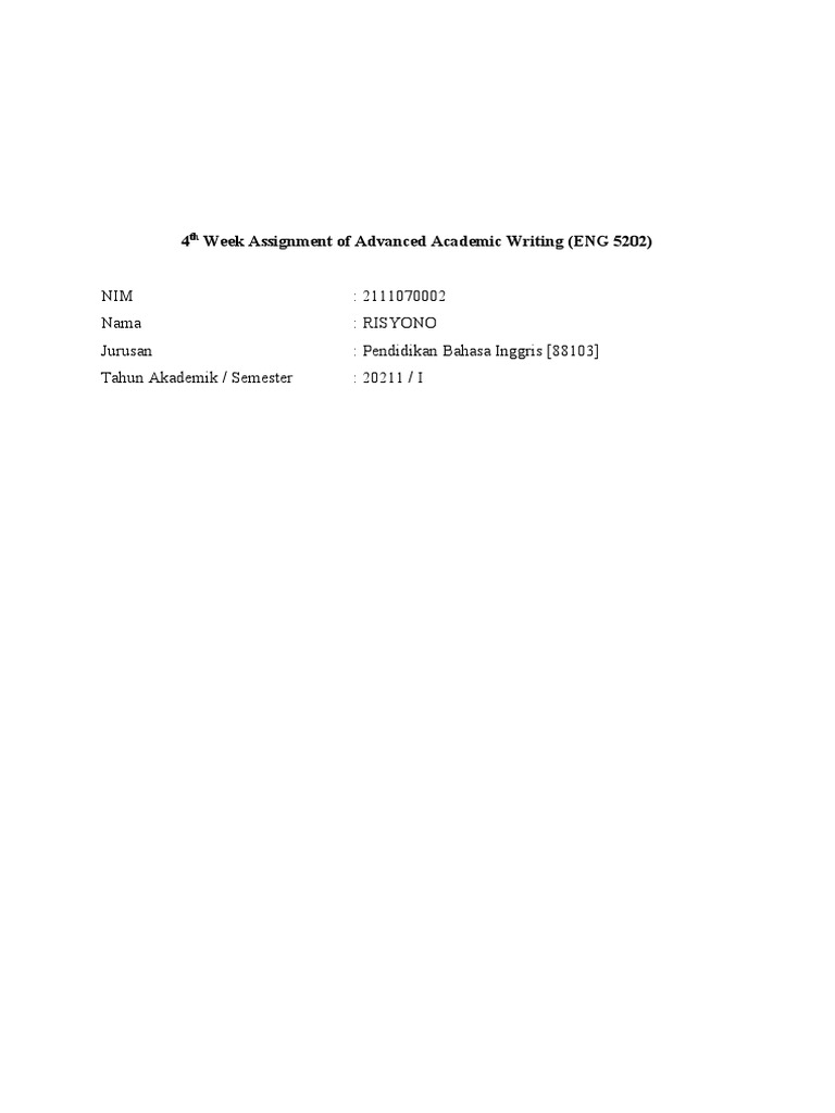 4th Week Assignment of Advanced Academic Writing | PDF | Sports