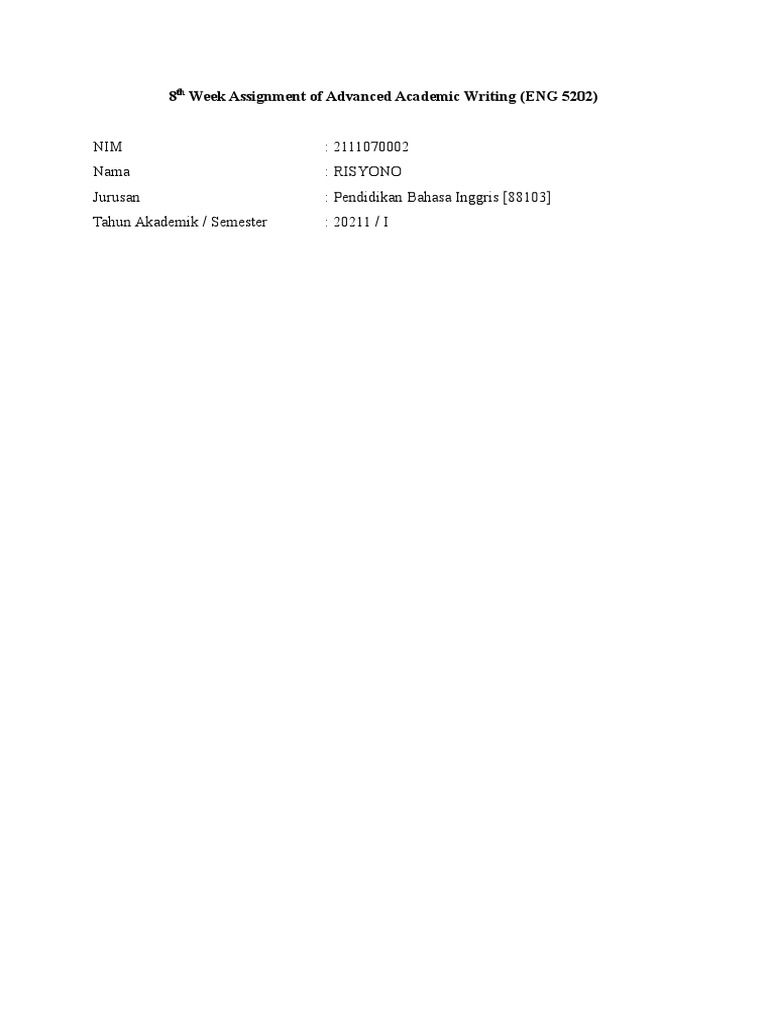 8th Week Assignment of Advanced Academic Writing | PDF | Essays ...