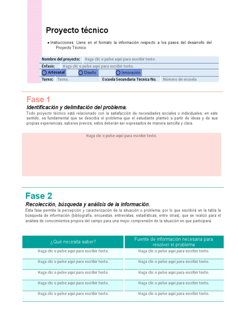 Pasos del Proyecto Técnico Secundaria | PDF | Diseño | Ciencia cognitiva