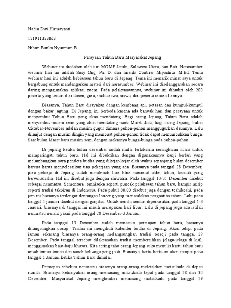 Tradisi Tahun Baru di Jepang | PDF | Kajian Bahasa Asing