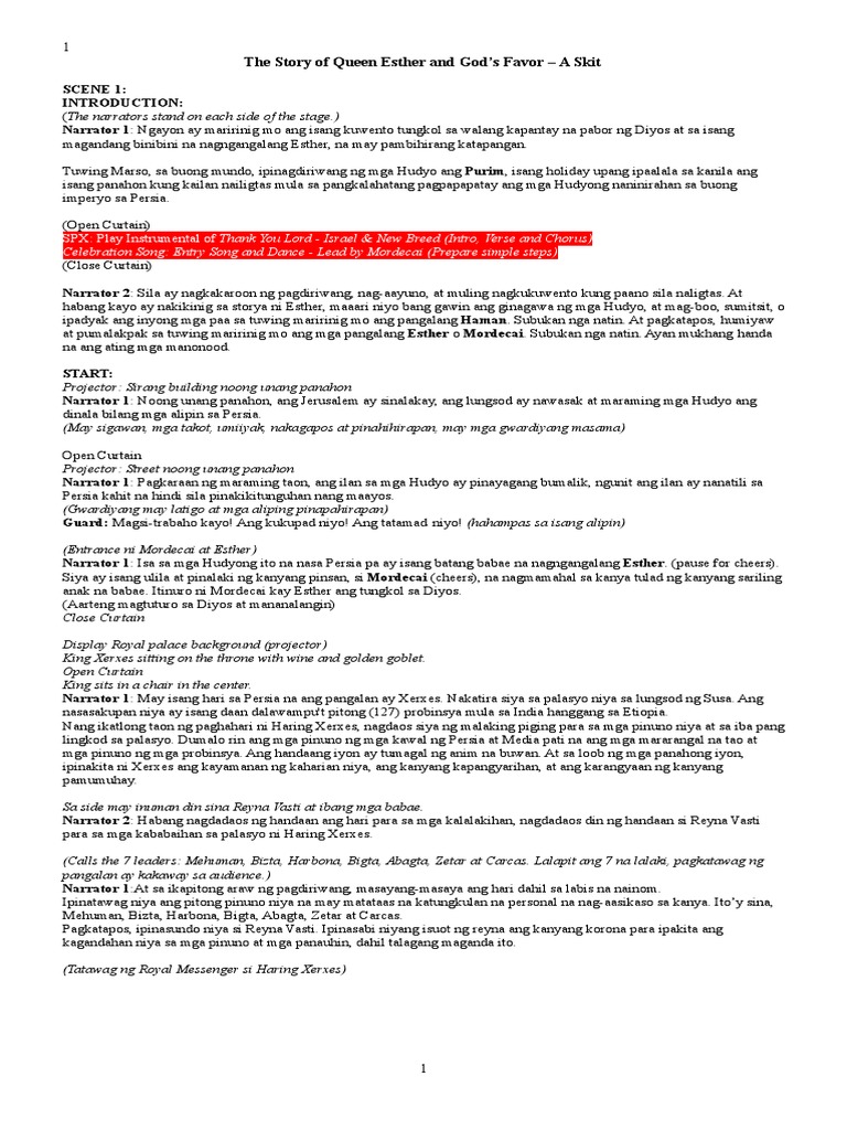 Esther Skit Script | PDF