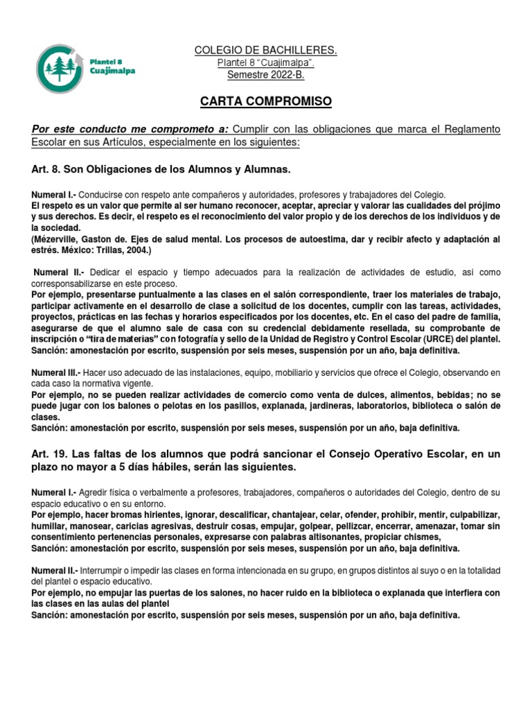 Carta Compromiso Obligaciones 2022B | PDF