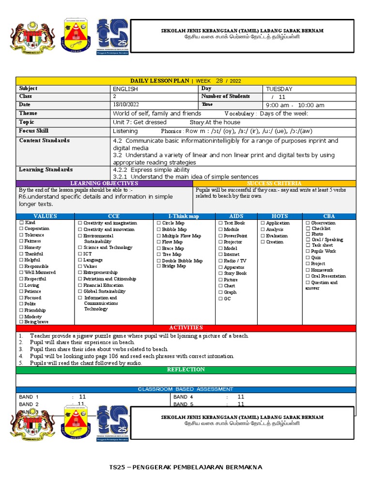 English Year 2-2022 (Week 28) | PDF | Lesson Plan | Educational Technology