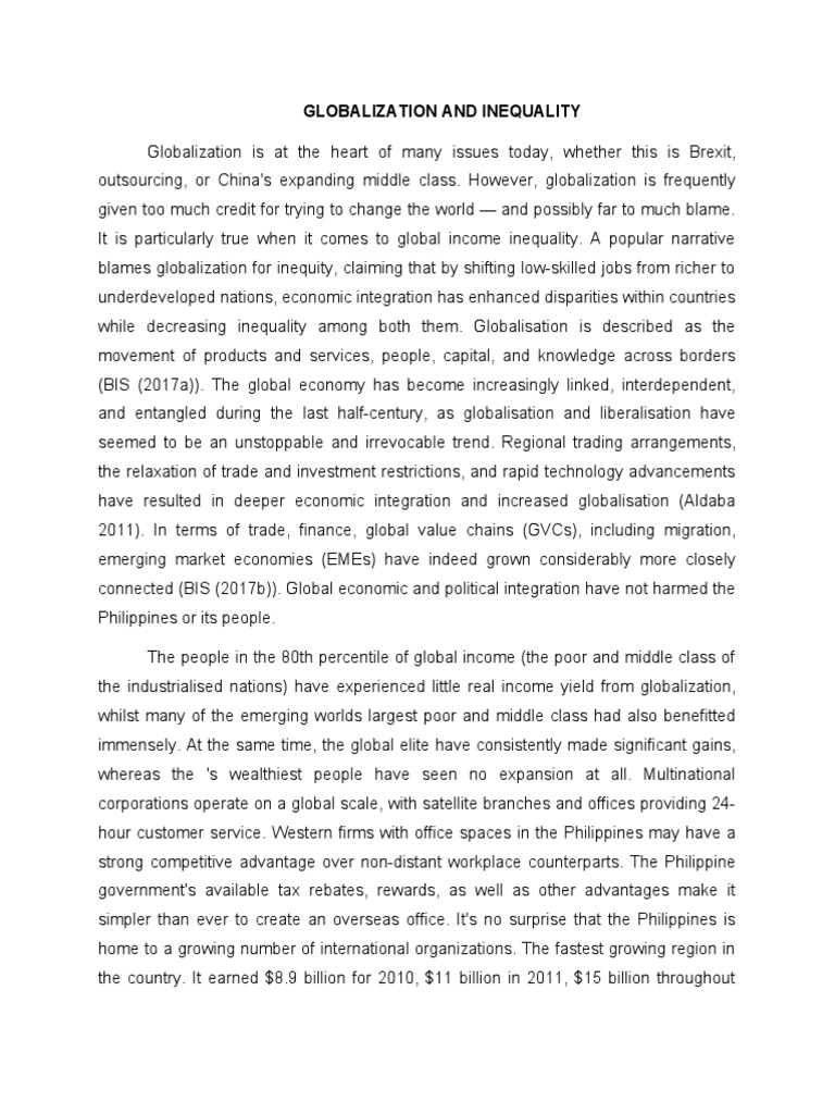 Argumentative Essay | PDF | Globalization | Economic Inequality