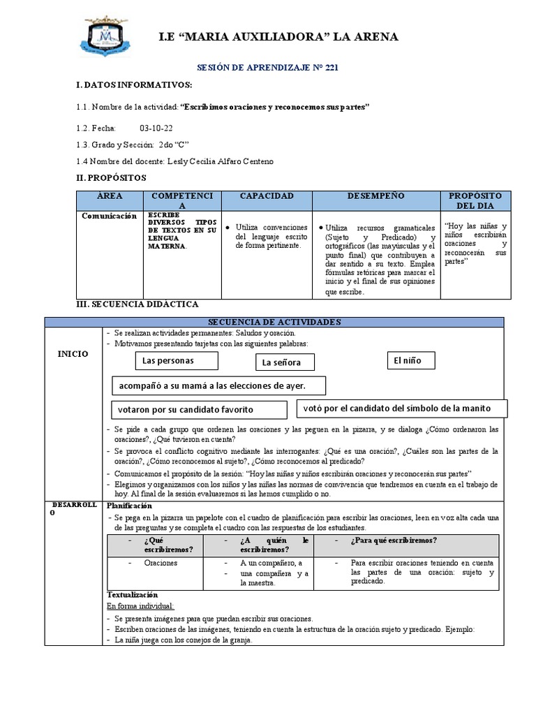 Sesión 03-10-22 2c Comunicación | PDF | Asunto (gramática) | Predicado ...