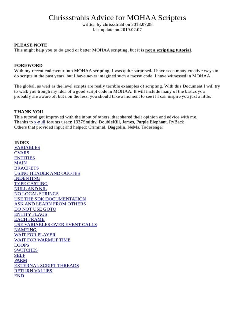 Mohaa Scripting Advice | PDF | Control Flow | Variable (Computer Science)