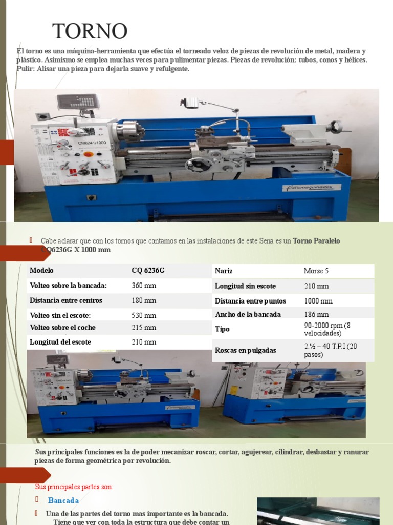 Características y Tipos de Tornos | PDF | Mecanizado | Bienes manufacturados
