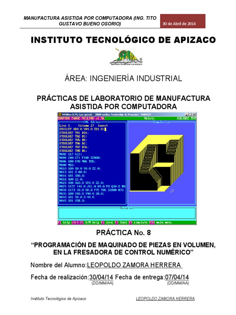 Practica 8 Fresa | PDF | Control numerico | Informática