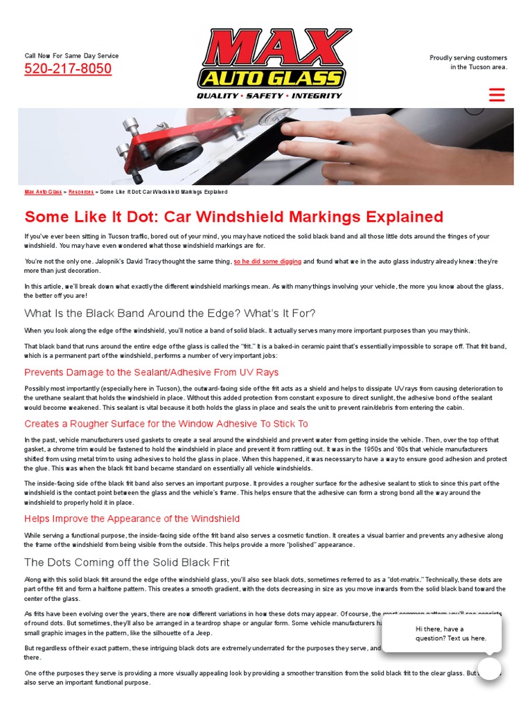 Windshield Markings Explained - What To Know About Auto Glass | PDF ...