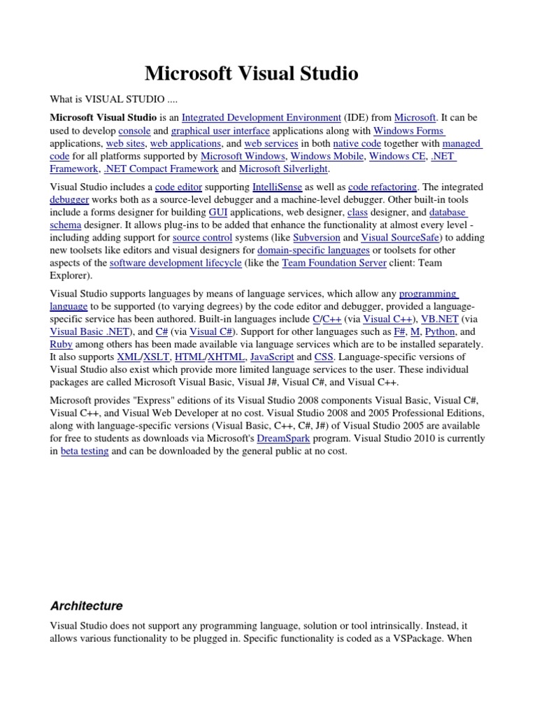 Visual Studio | PDF | Microsoft Visual Studio | Extensible Application Markup Language