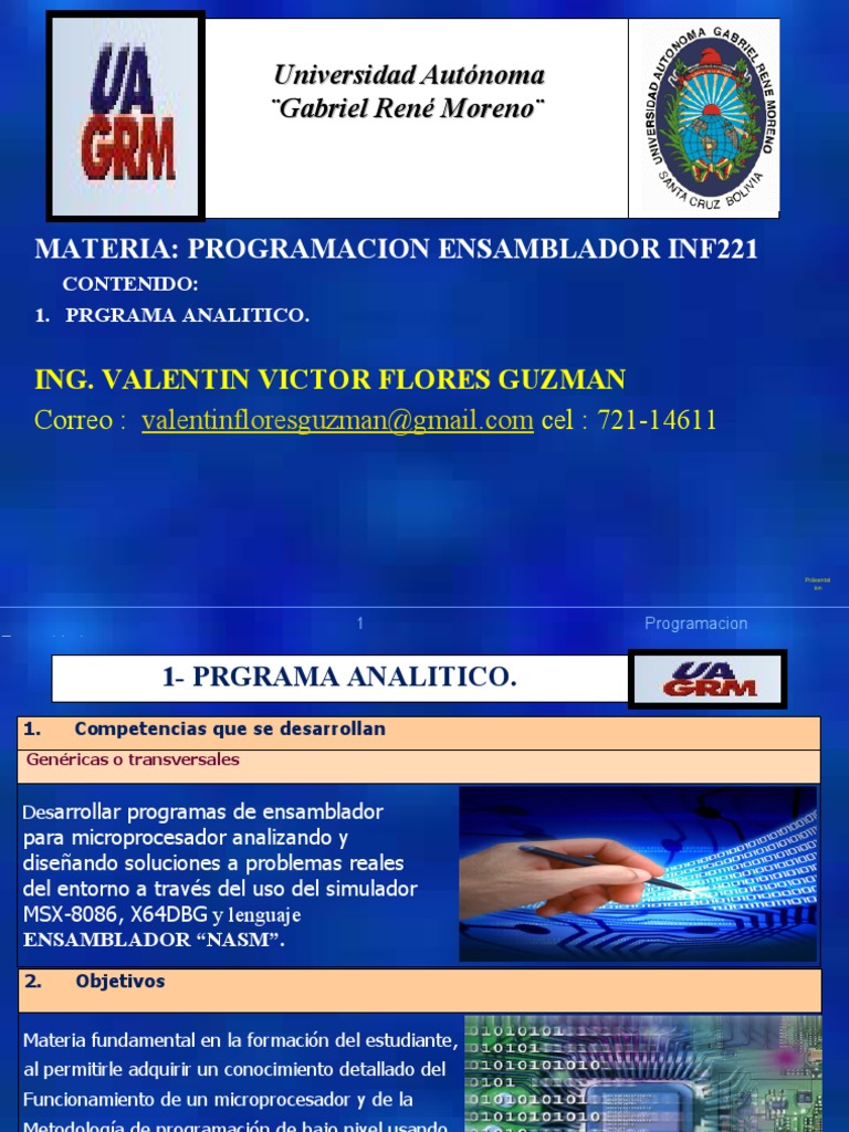 Programa Analitico INF 221 | PDF | Lenguaje ensamblador | Programación de computadoras