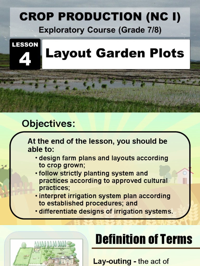 Tle 7 - 8 Acp Lesson 4-Layout Garden Plots | PDF | Irrigation | Drainage