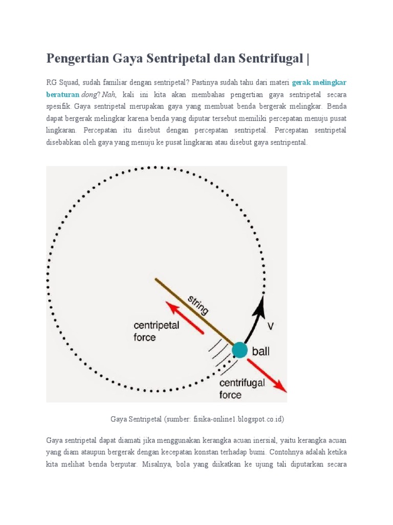 Pengertian Gaya Sentripetal Dan Sentrifugal | PDF