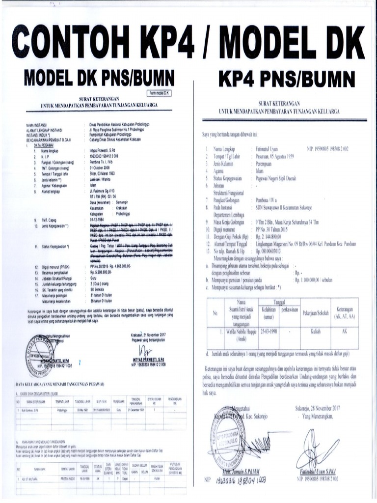 Model DK Atau KP 4 PNS | PDF