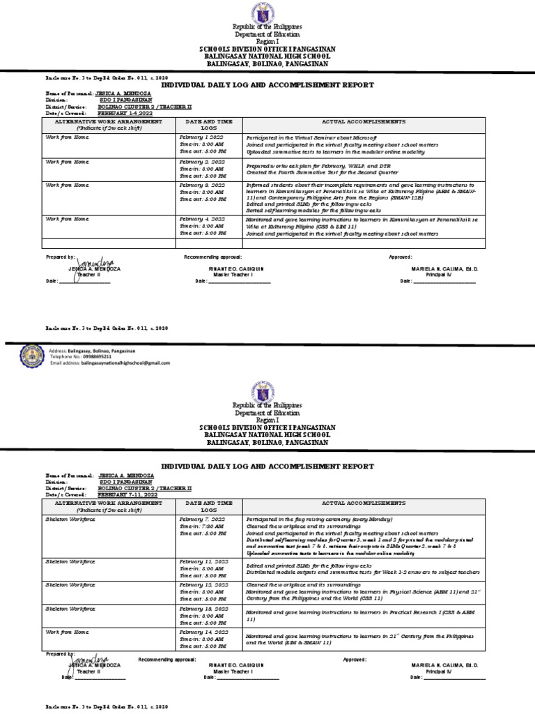 Accomplishment Report February | PDF | Learning | Behavior Modification