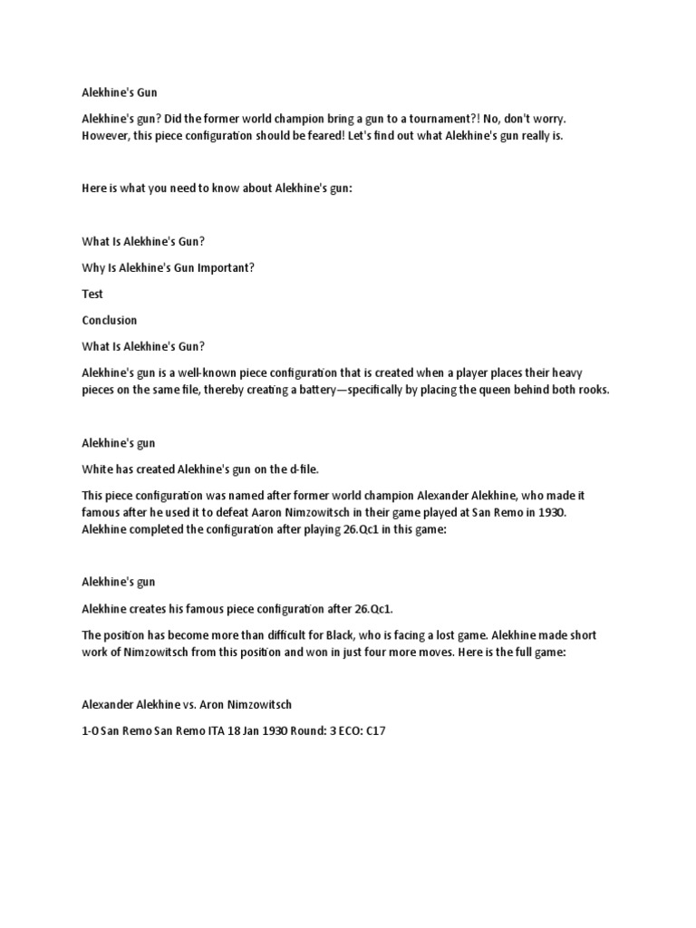 Alekhine's Gun | PDF | Chess | Traditional Games