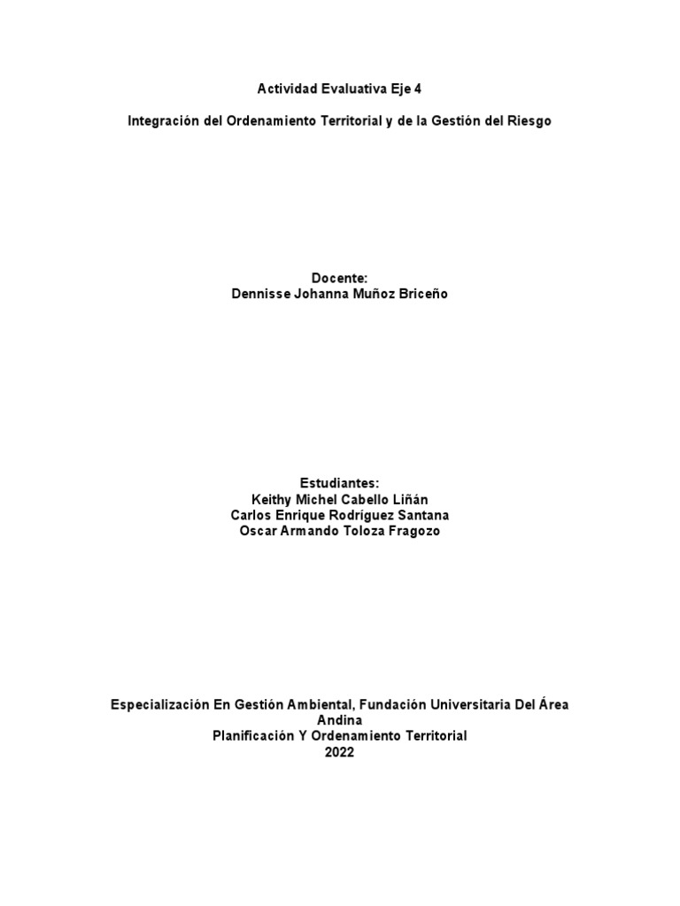 Actividad Evaluativa Eje 4 - POT | PDF | Ciencias de la Tierra | Economias