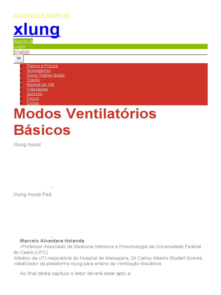 Modos Básicos de Ventilação Mecânica | PDF | Respiração | Sistema ...