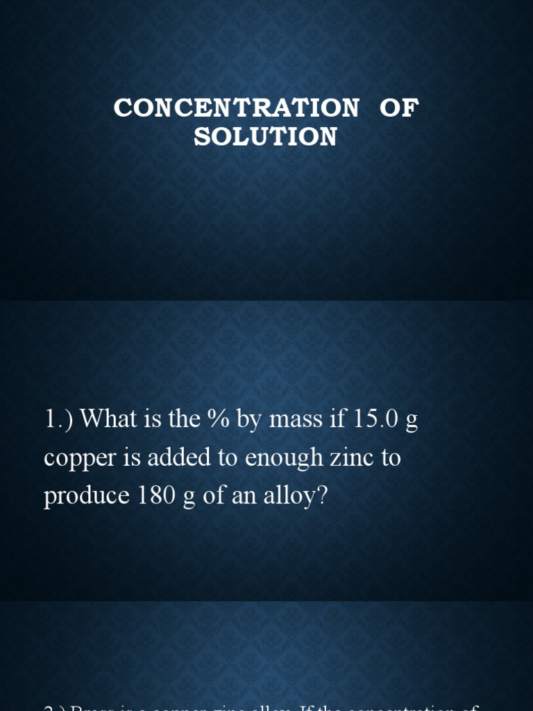 Concentration of Solution - Worksheet | PDF