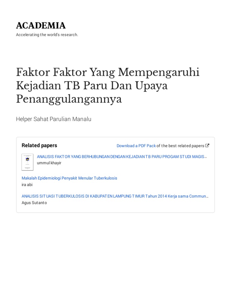 Factors Affecting Pulmonary TB and Efforts to Address It | PDF | Tuberculosis | Diseases And ...