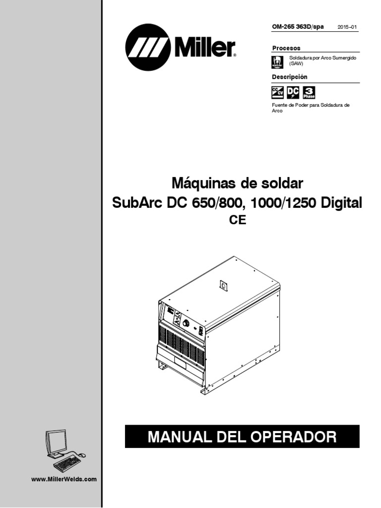 Manual Equipo de Soldadura Miller | PDF | Soldadura | Construcción