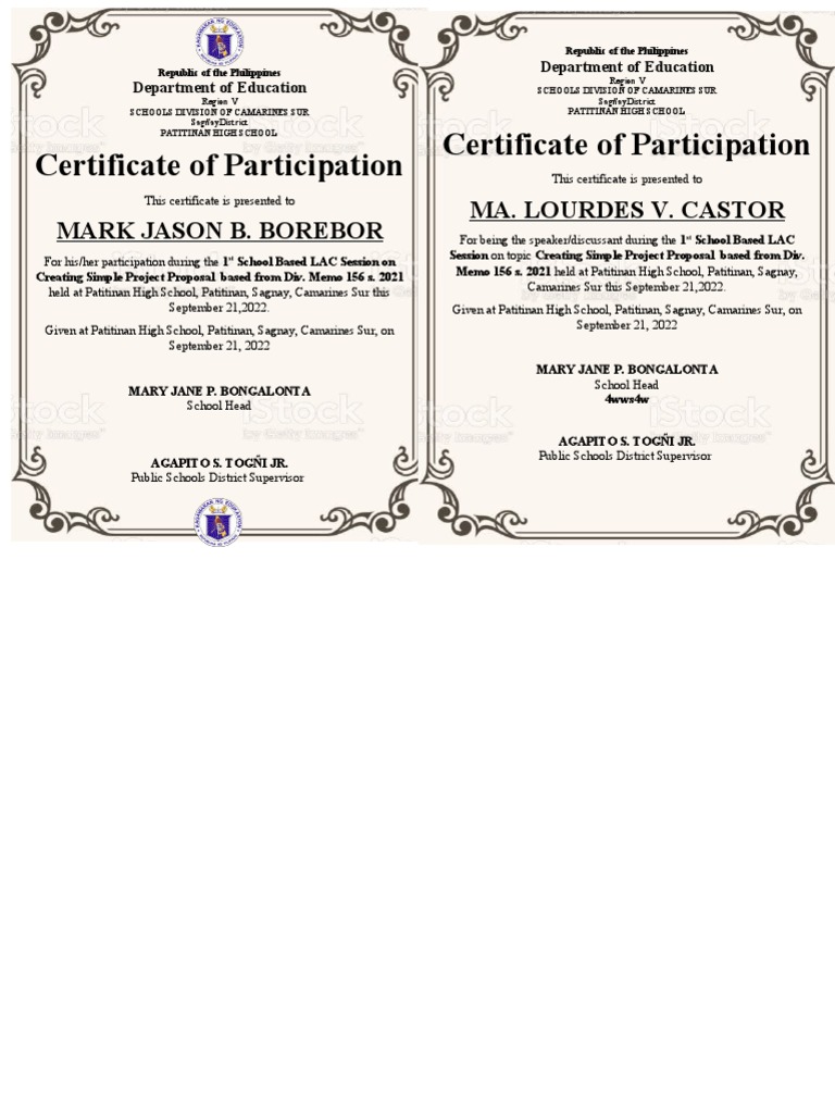 CERTIFICATE LAC SESSION | PDF