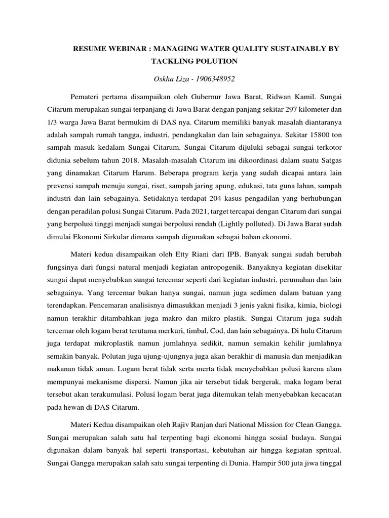 Sungai Citarum: Dari Terkotor ke Bersih | PDF