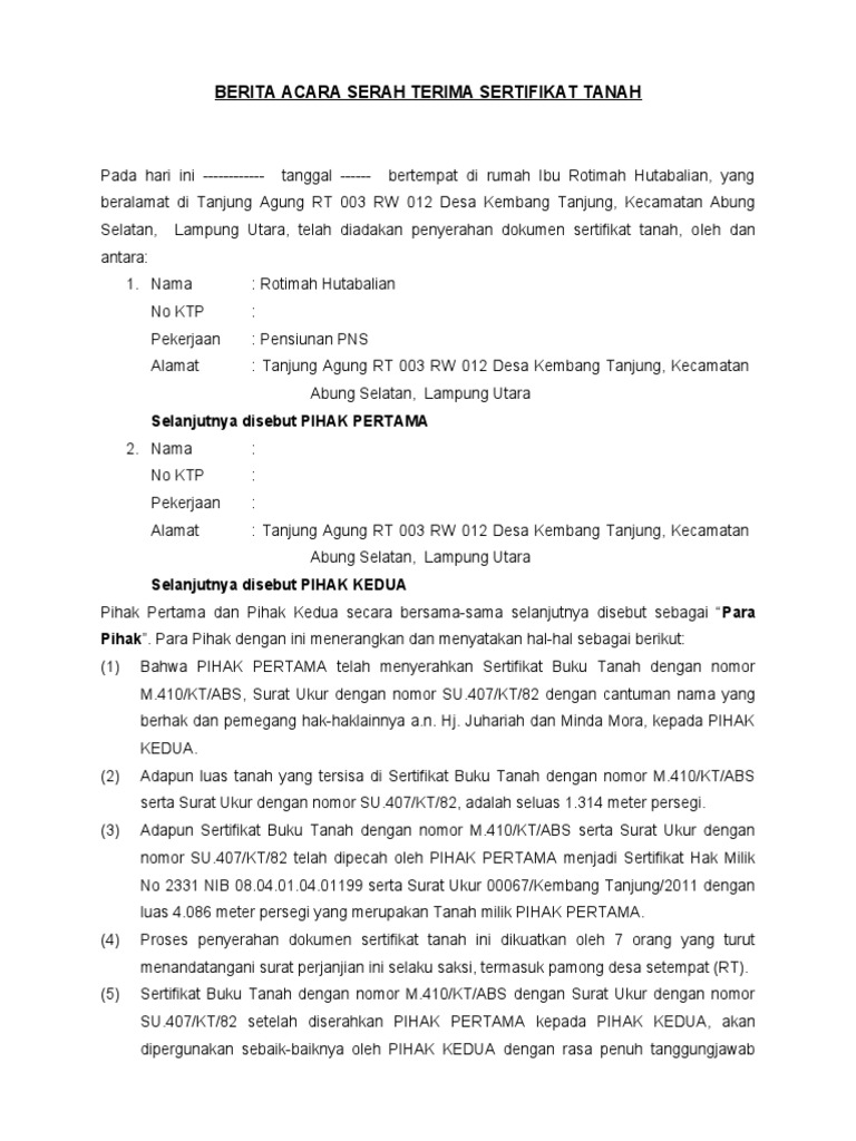 Berita Acara Serah Terima Dokumen | PDF