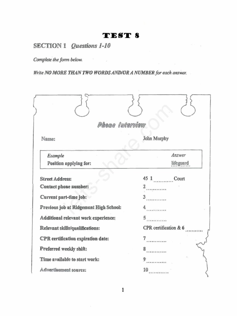 Test 2, RCT 2, Listening | PDF