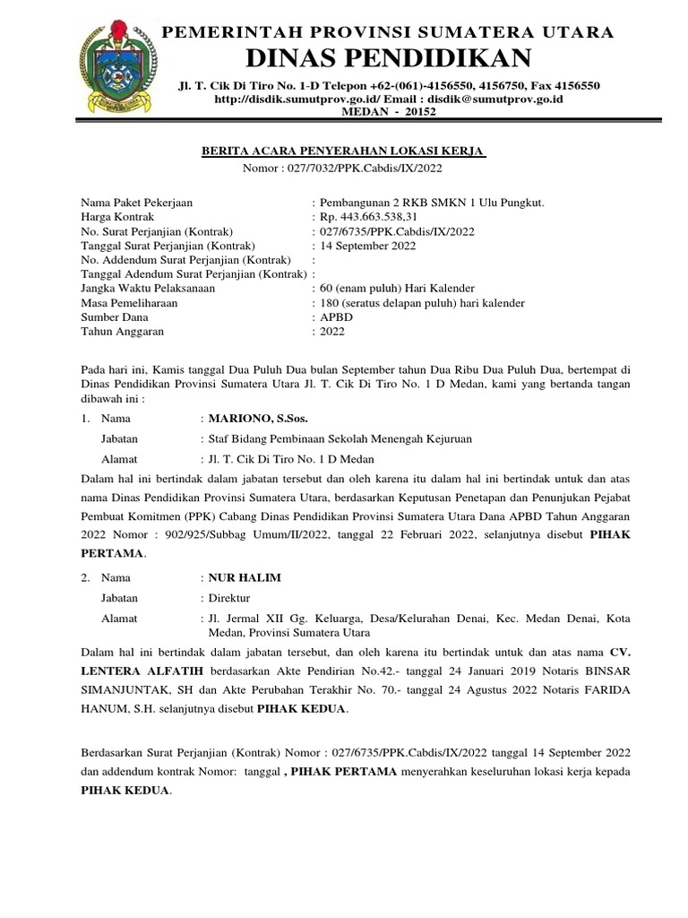 BA Penyerahan Lokasi Kerja & MC0 | PDF