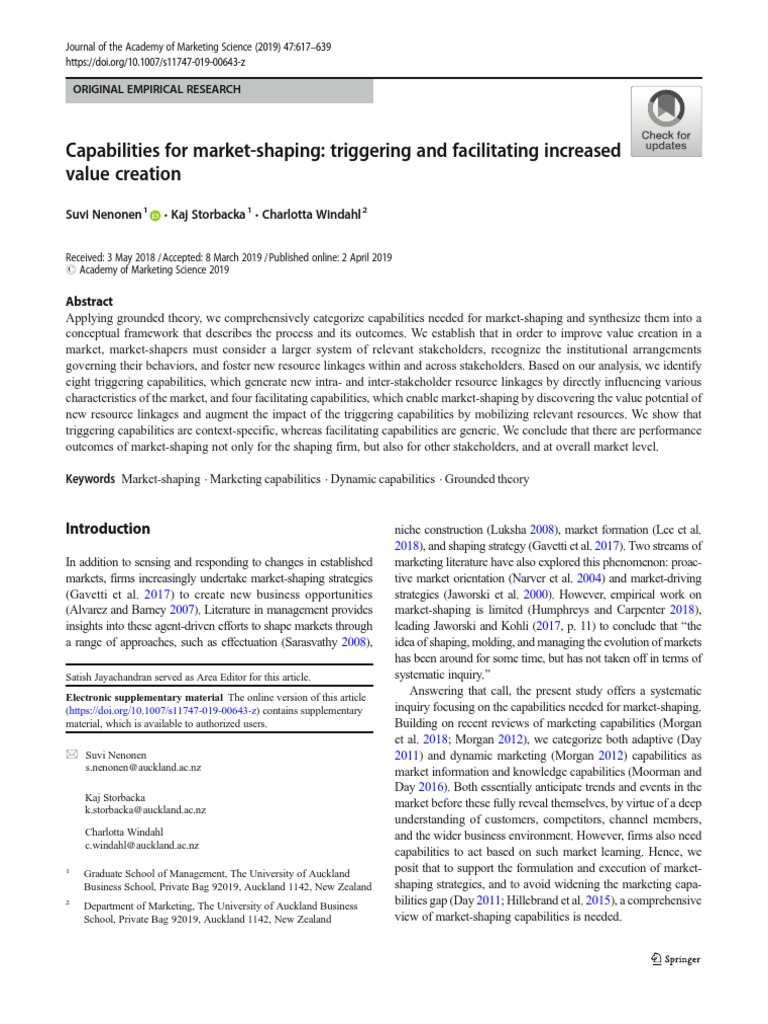 Capabilities For Market-Shaping - Triggering and Facilitating Increased ...