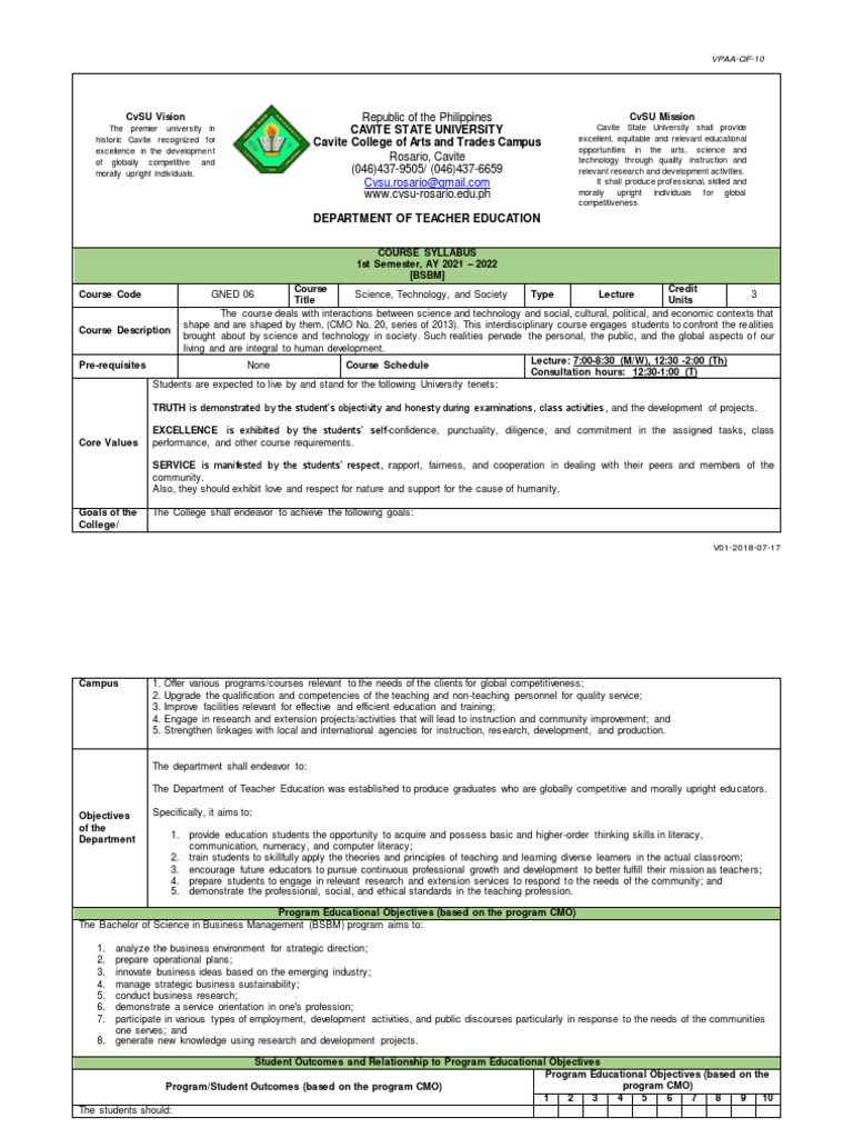 GNED 06 Science, Technology & Society | PDF | Teaching Method | Teachers
