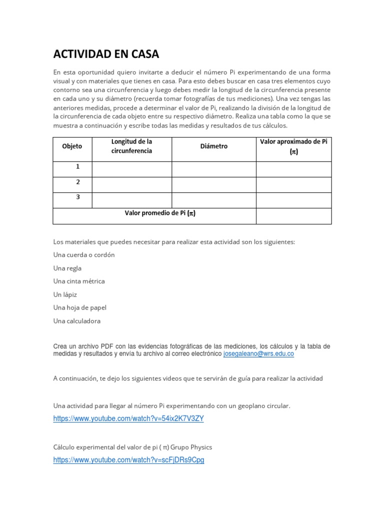 Calcula Pi con Objetos en Casa | PDF