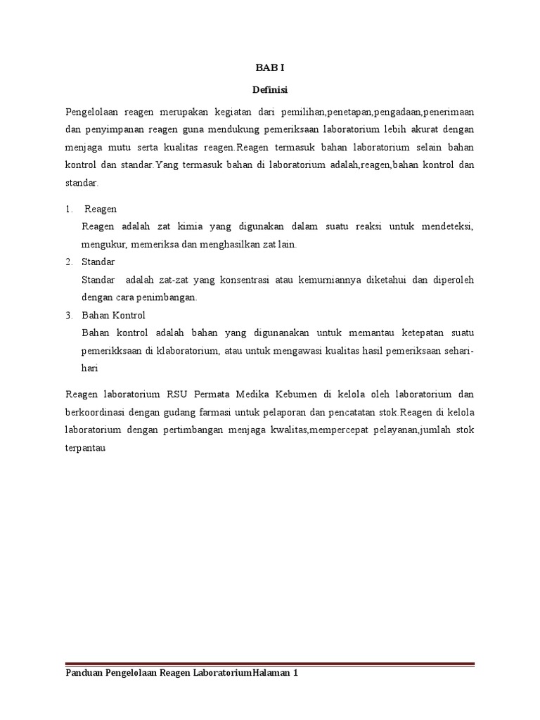 Panduan Reagen Laboratorium | PDF