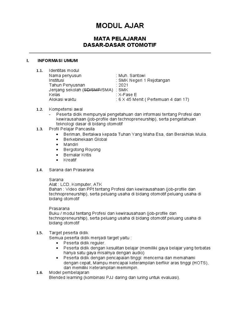 Modul Ajar 4 (Pertemuan 4 Dari 17) | PDF Modul Ajar 4 (Pertemuan 4 Dari 17) | PDF