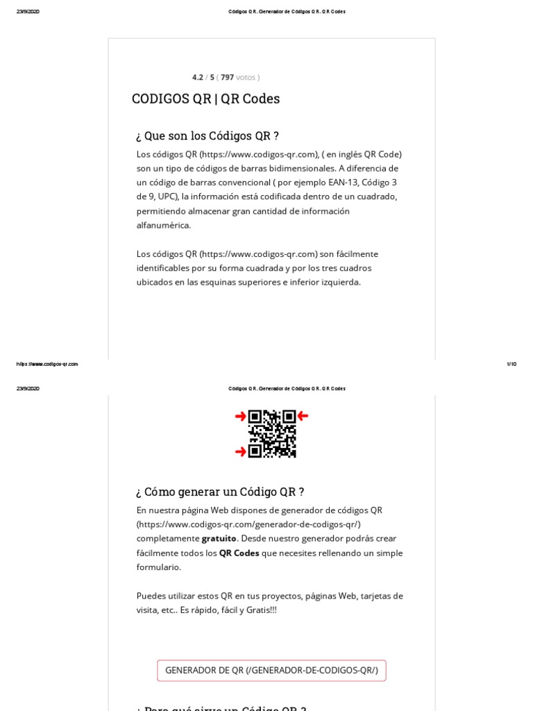 Generador Gratuito de Códigos QR | PDF | Código QR | Teléfonos móviles