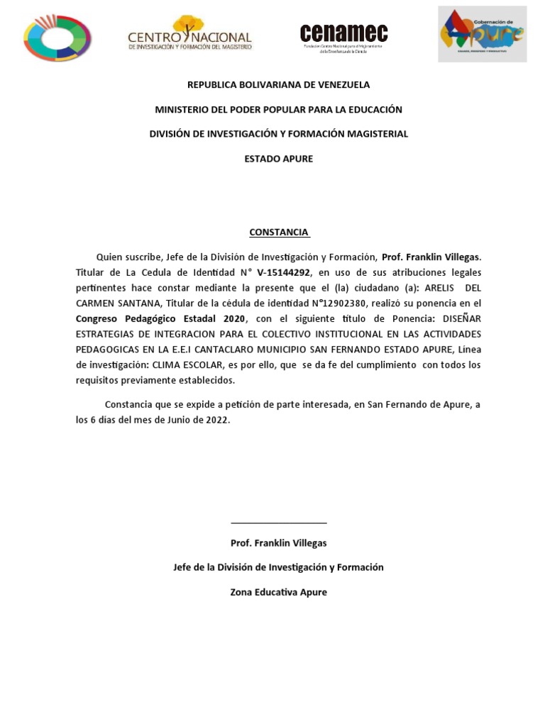 Constancia Ponencia | PDF