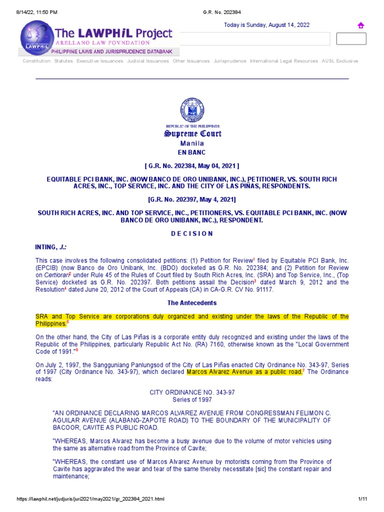 Equitable PCI v. South Rich, G.R. Nos. 202384 & 202397 (2021) | PDF ...