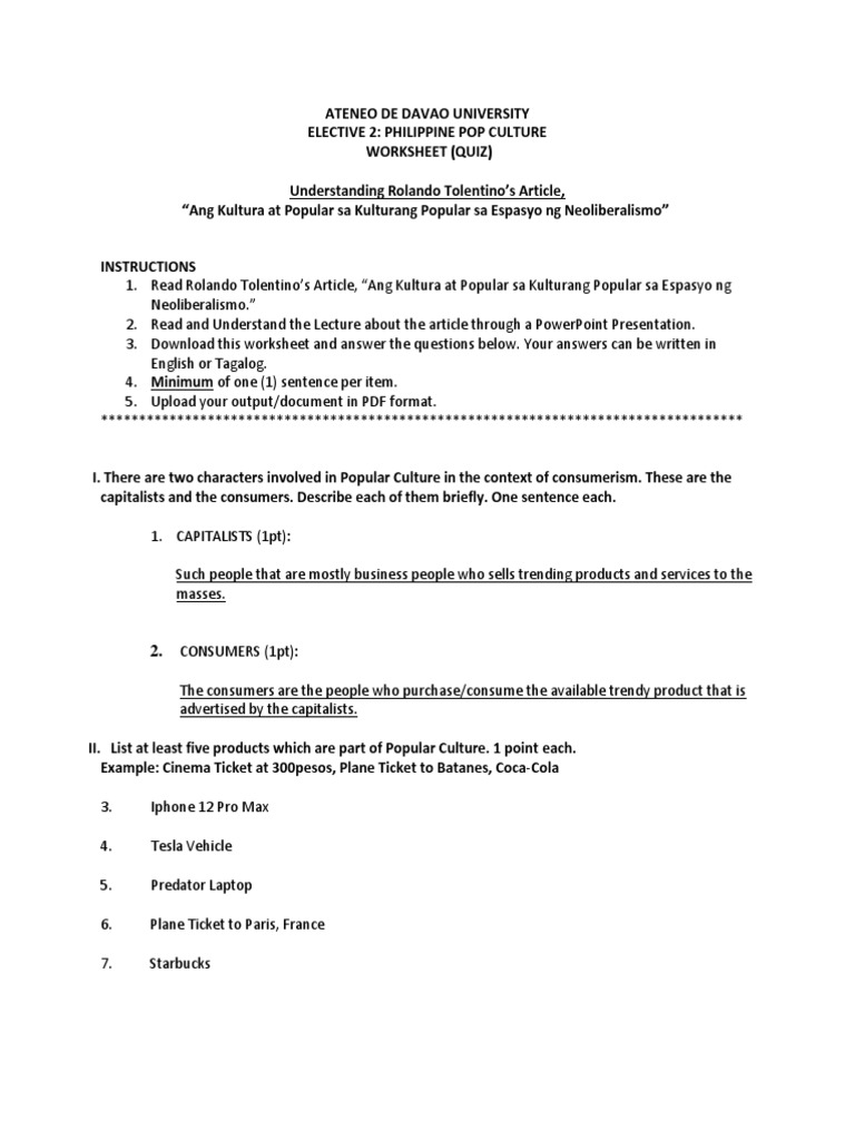 Module 1B - Quiz (Worksheet) | PDF