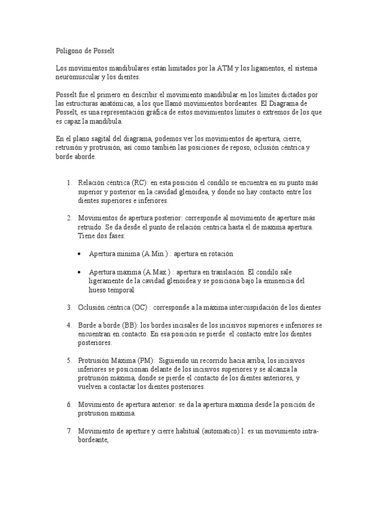 Diagrama de Posselt y Movimientos Mandibulares | PDF