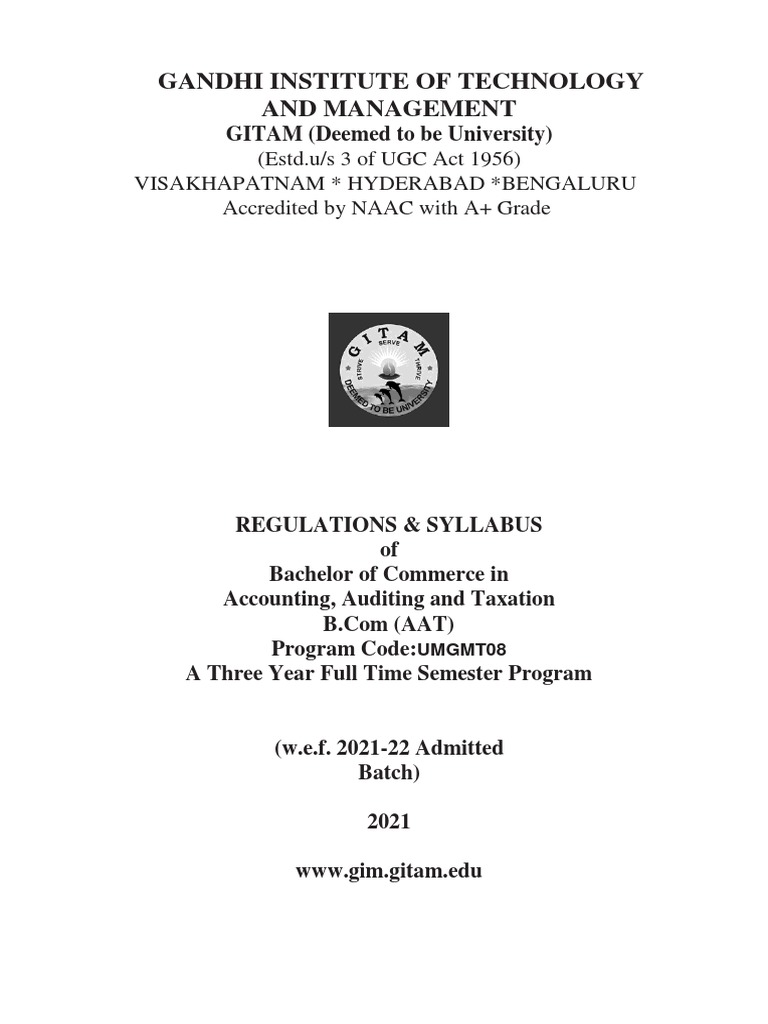 BCom AAT Syllabus 2021 22 | PDF | Course Credit | Test (Assessment)