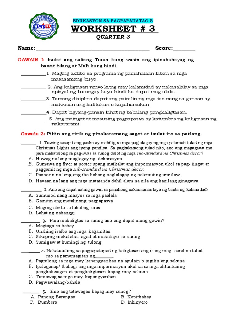 Worksheets Quarter 3-W3&W4 | PDF