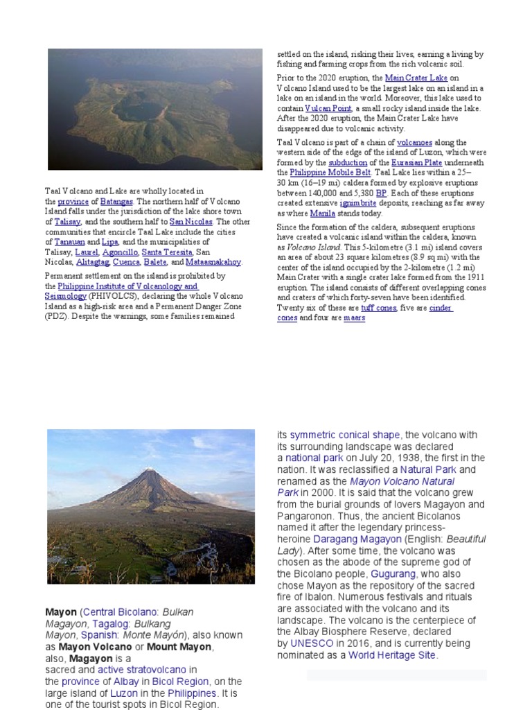 Taal Volcano and Lake Are Wholly Located in The | PDF | Volcano | Earth ...