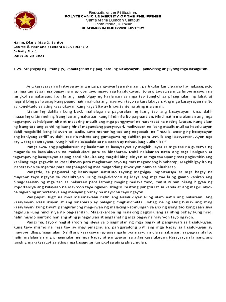 ACTIVITY 1 RPH by Diana Mae Santos | PDF