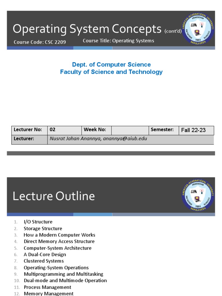 Lecture Slide 2 | PDF | Computer Data Storage | Process (Computing)